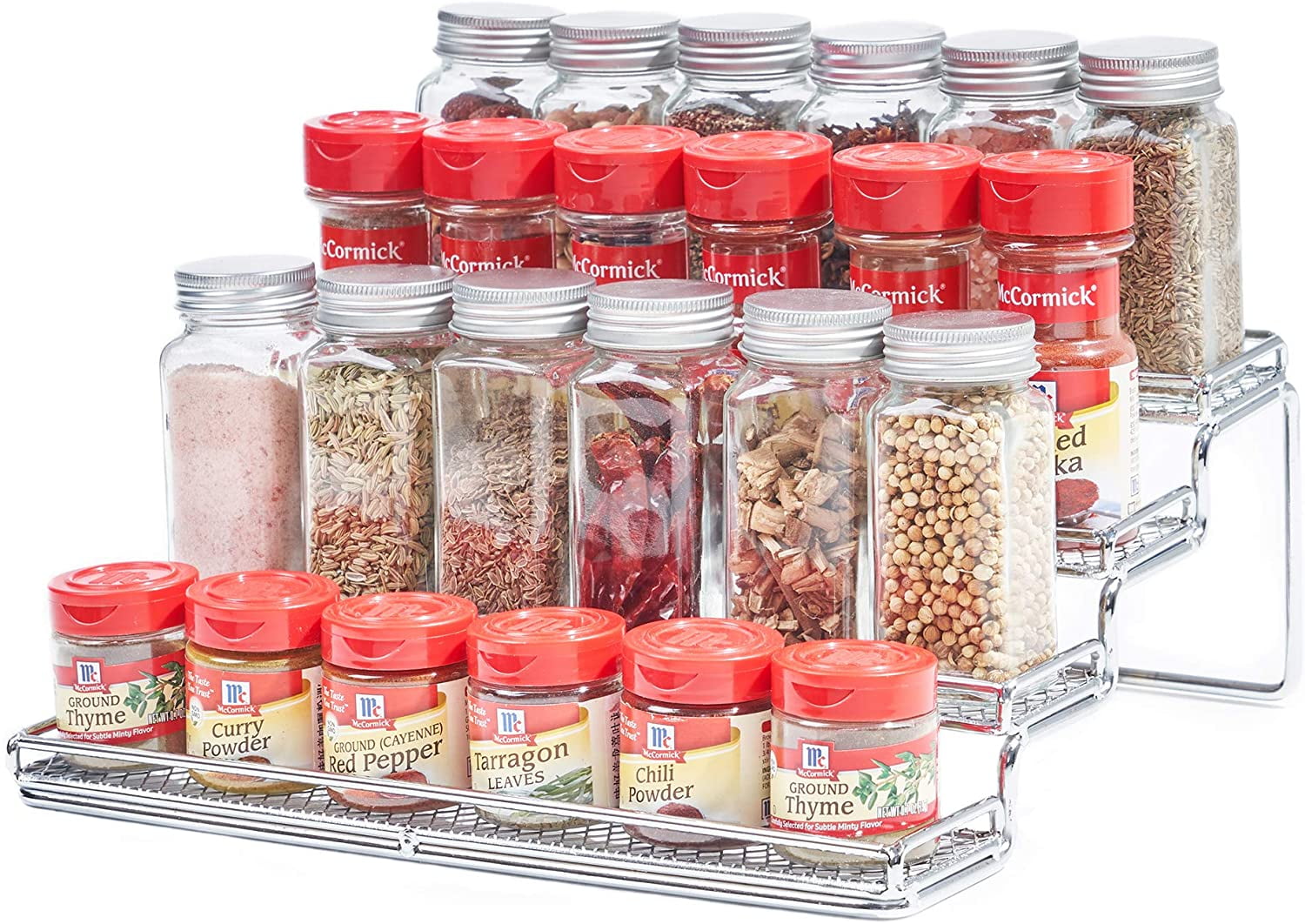 4 Tier Expandable Spice Rack Organizer (11.4 to 22.8 Inch) Step Shelf ...