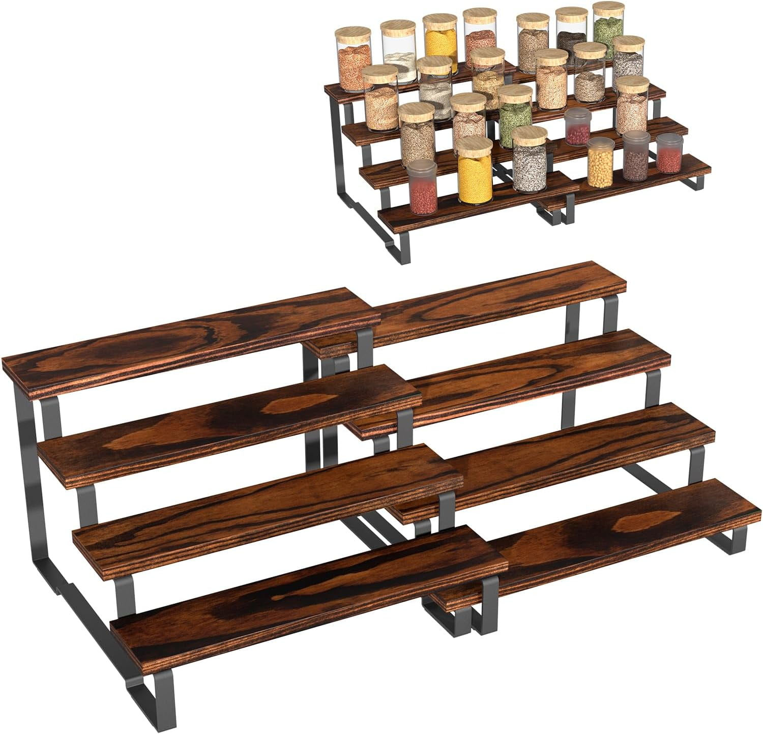 4 Tier Expandable Spice Rack Organizer (13.8 To 26) Display Riser Stand ...