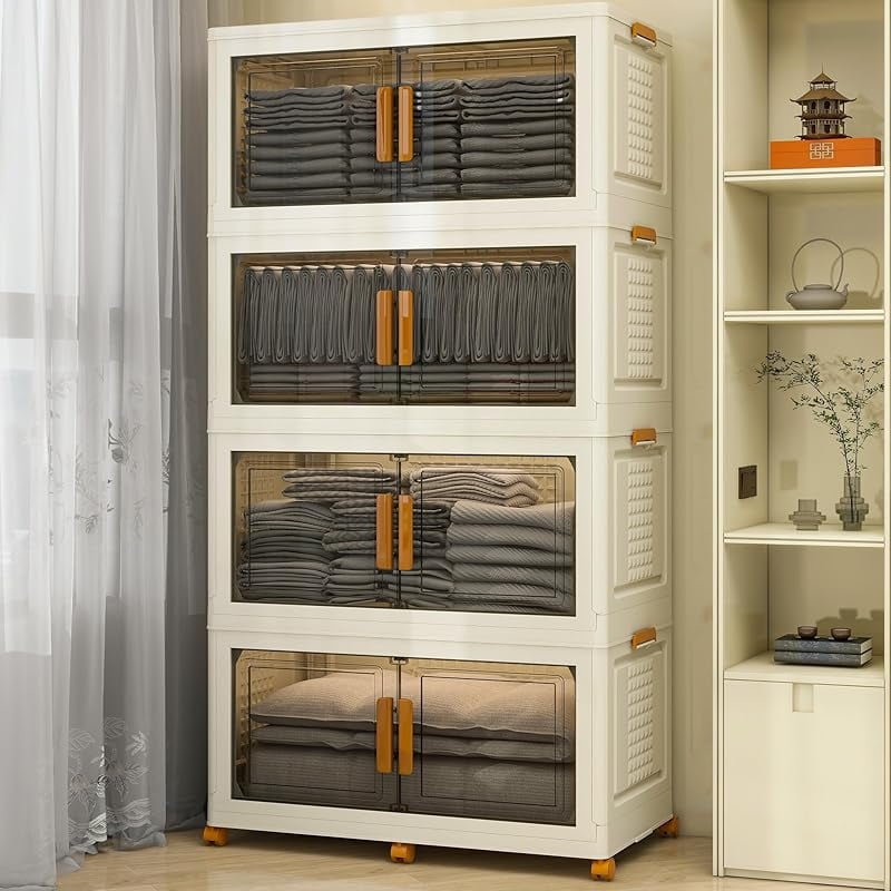 4 Tier Extra Large Stackable Storage Bins with 1 Lid 155 QT/Tier ...