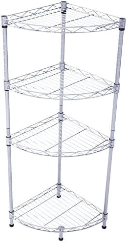 4-Tier Fan-Shaped Storage Rack Steel Wire Corner Shelving Unit, Space ...