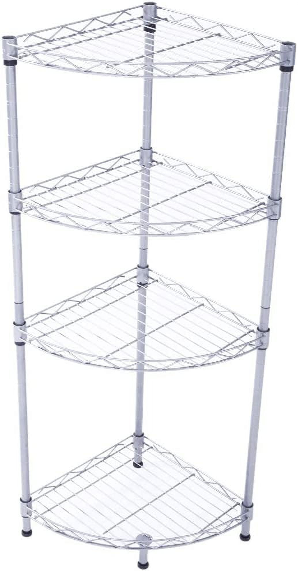 4-Tier Fan-Shaped Storage Rack Steel Wire Corner Shelving Unit, Space ...