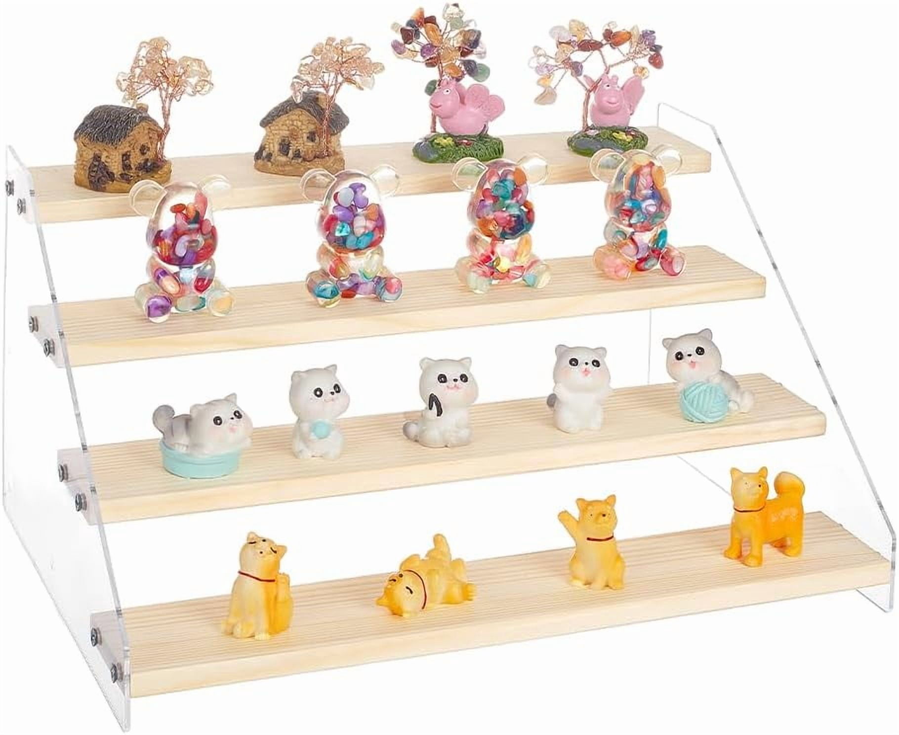 4 Tier Figure Display Stand Acrylic Wood Display Stand Display Shelf ...