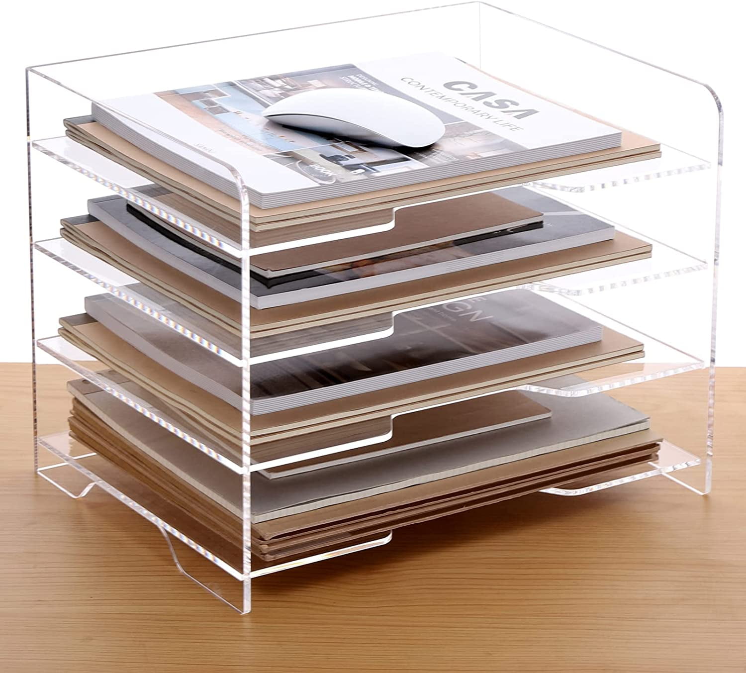 4 Tier File Desk Organizer Enlarged Acrylic Paper Letter Tray ，Clear ...