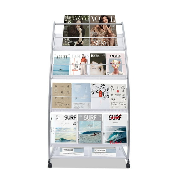 4-Tier Floor-Standing Magazine Rack Brochure Book Rack Storage for ...