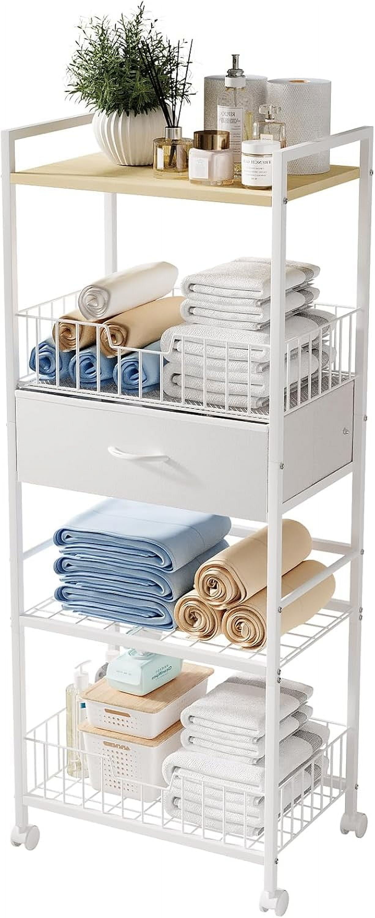 4-Tier Floor Standing Towel Rack for Bathroom, Freestanding Pool Towel ...