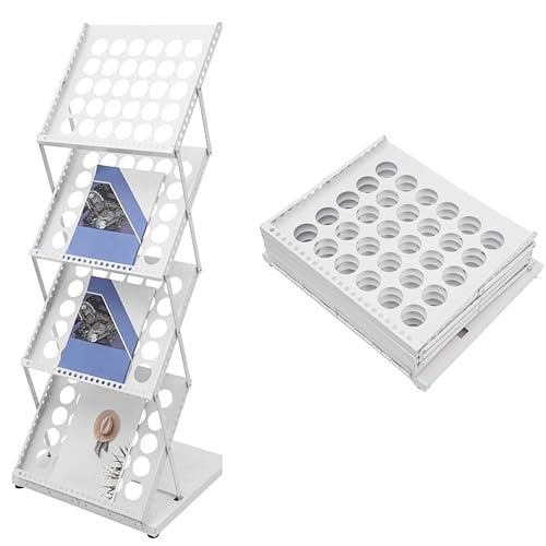 4 Tier Foldable Book Display Stand Floor Magazine Rack Brochure Display ...