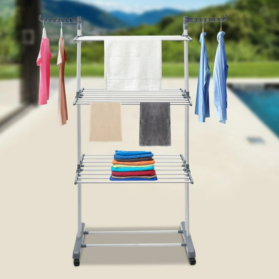 4-Tier Foldable Clothes Drying Rack Stand Airer Laundry Washing Drier ...