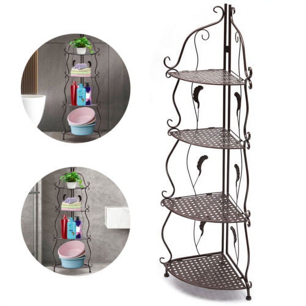 4 Tier Foldable Corner Shelf Plant Stand Bathroom Storage Rack Home ...