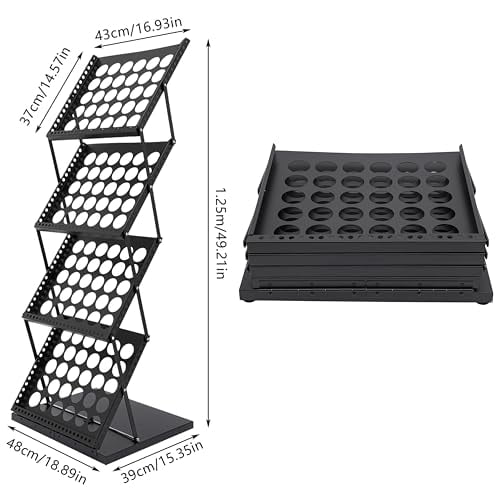 4 Tier Foldable Display Stand Floor Book Magazine Rack Brochure Display ...