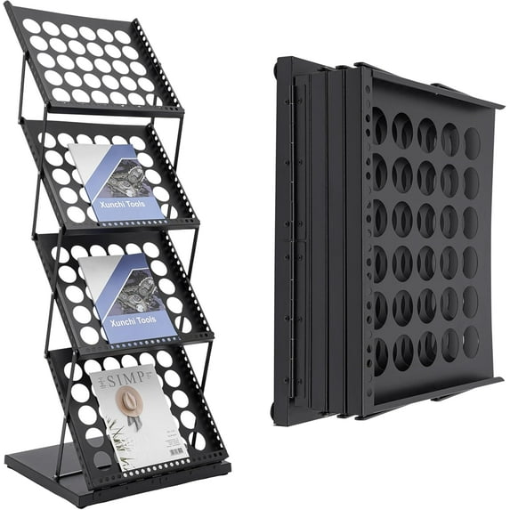 4 Tier Foldable Display Stand Floor Book Magazine Rack Brochure Display ...
