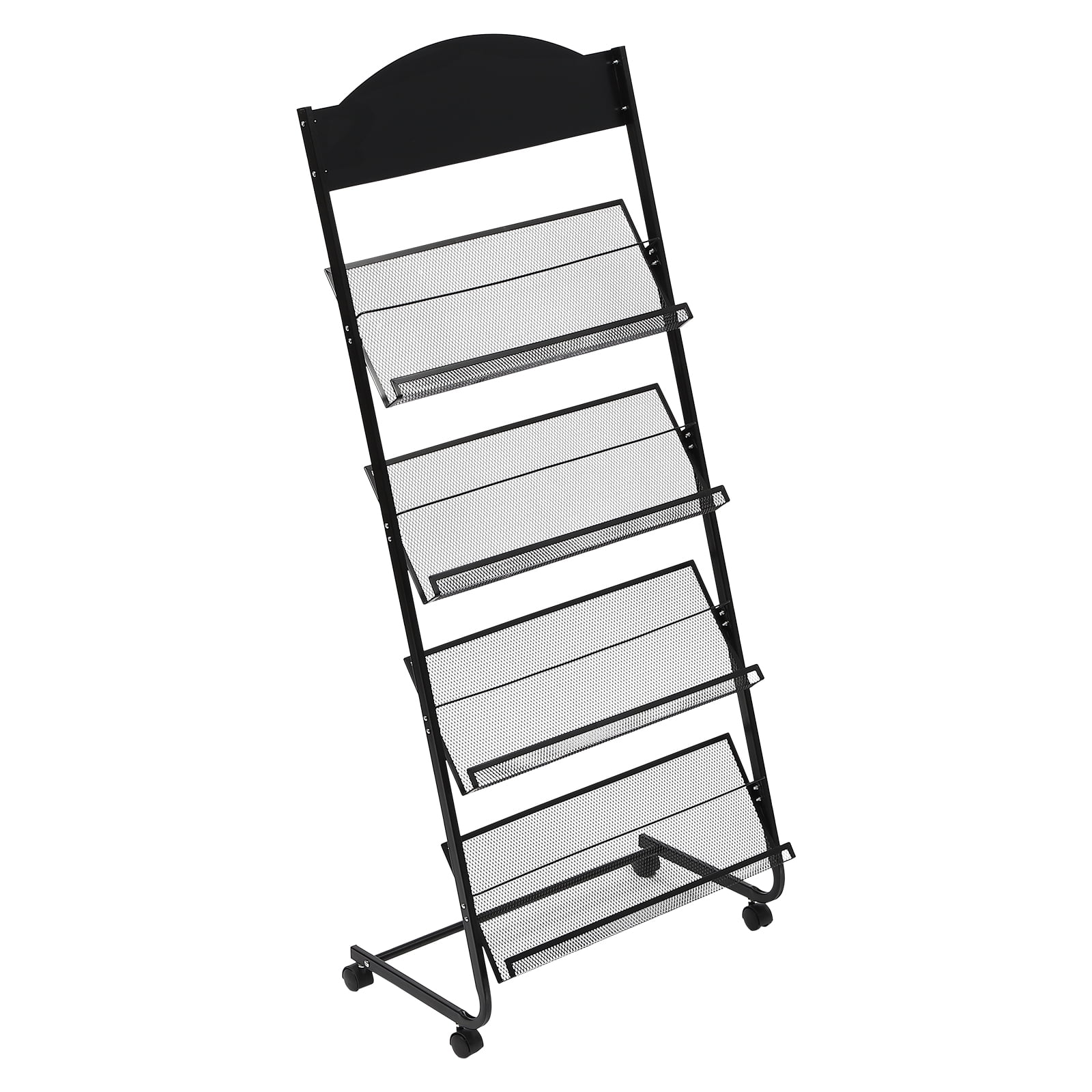 4-Tier Foldable Magazine Rack with Anti-Falling Design, Mesh Storage, 4 ...