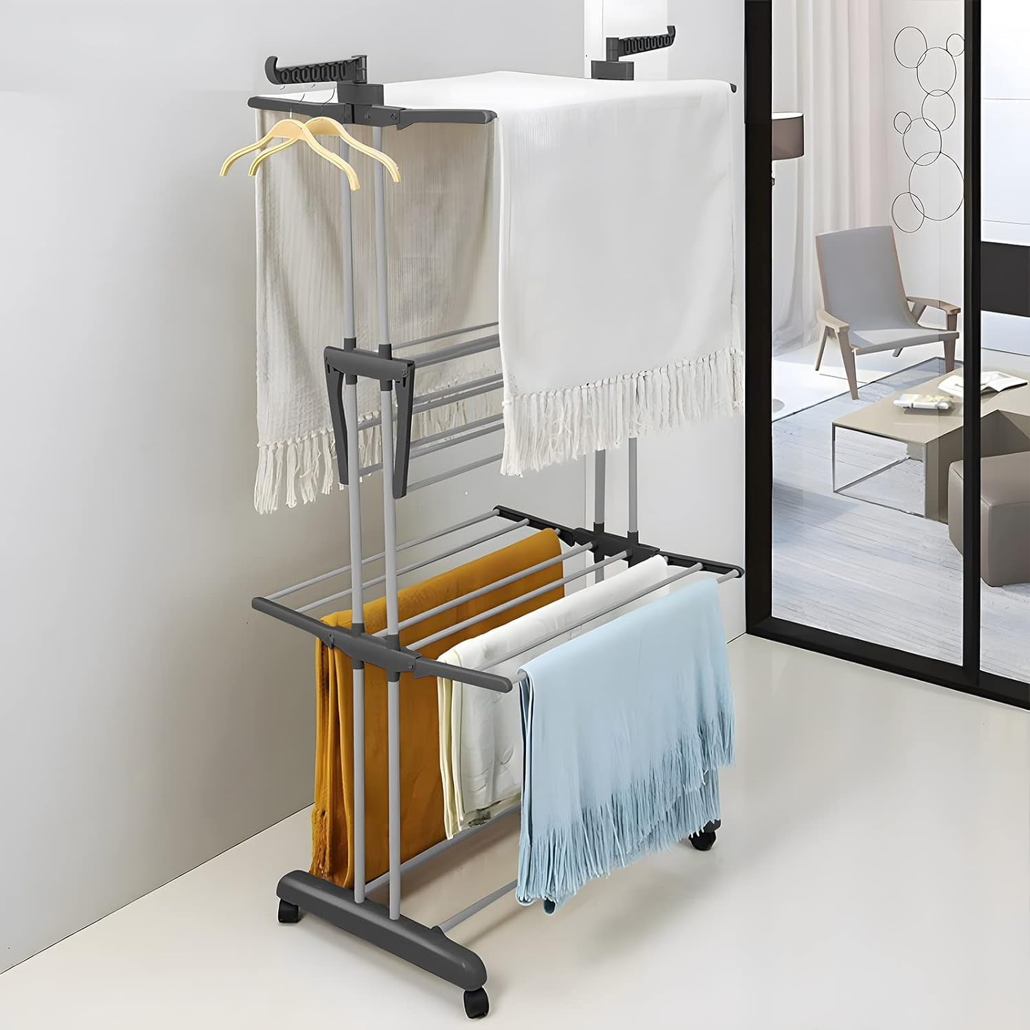 4-Tier Foldable Stainless Steel Clothes Drying Rack – 67.7" High 24 ...