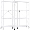 4 Tier Foldable Storage Shelves with Wheels, Large Capacity Shelving ...