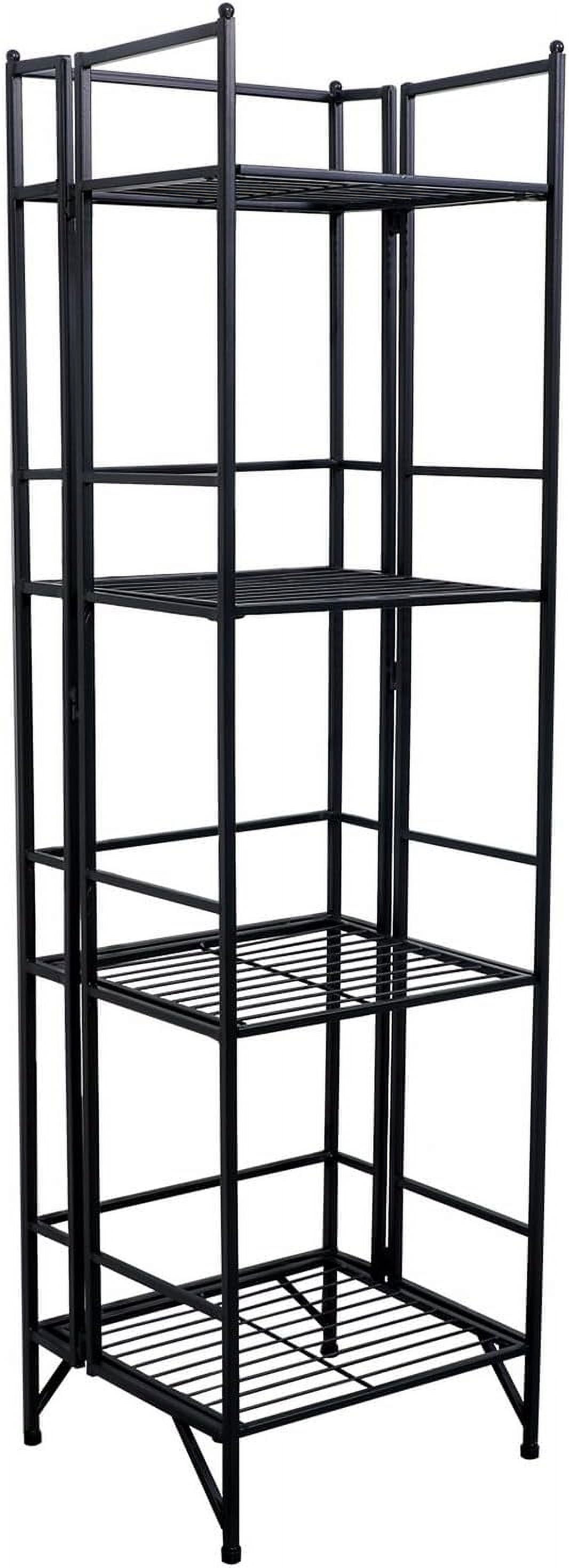 4 Tier Folding Metal Shelf Black - Walmart.com