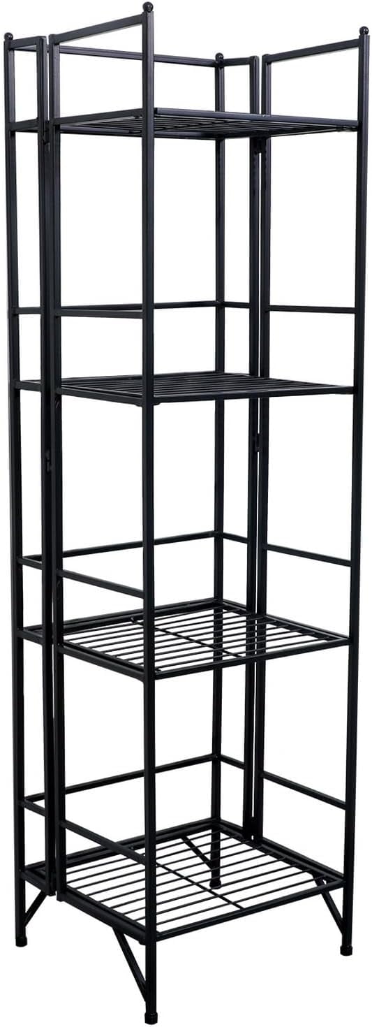 4 Tier Folding Metal Shelf Black - Walmart.com