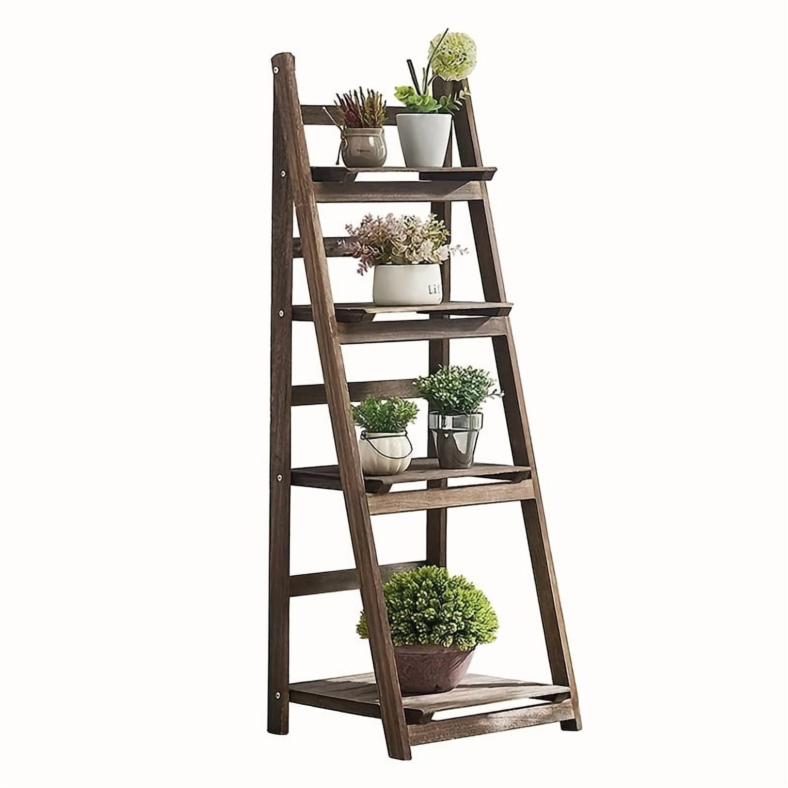 4-Tier Folding Wooden Stand - Vintage A-Frame Shelf for Indoor/Outdoor ...