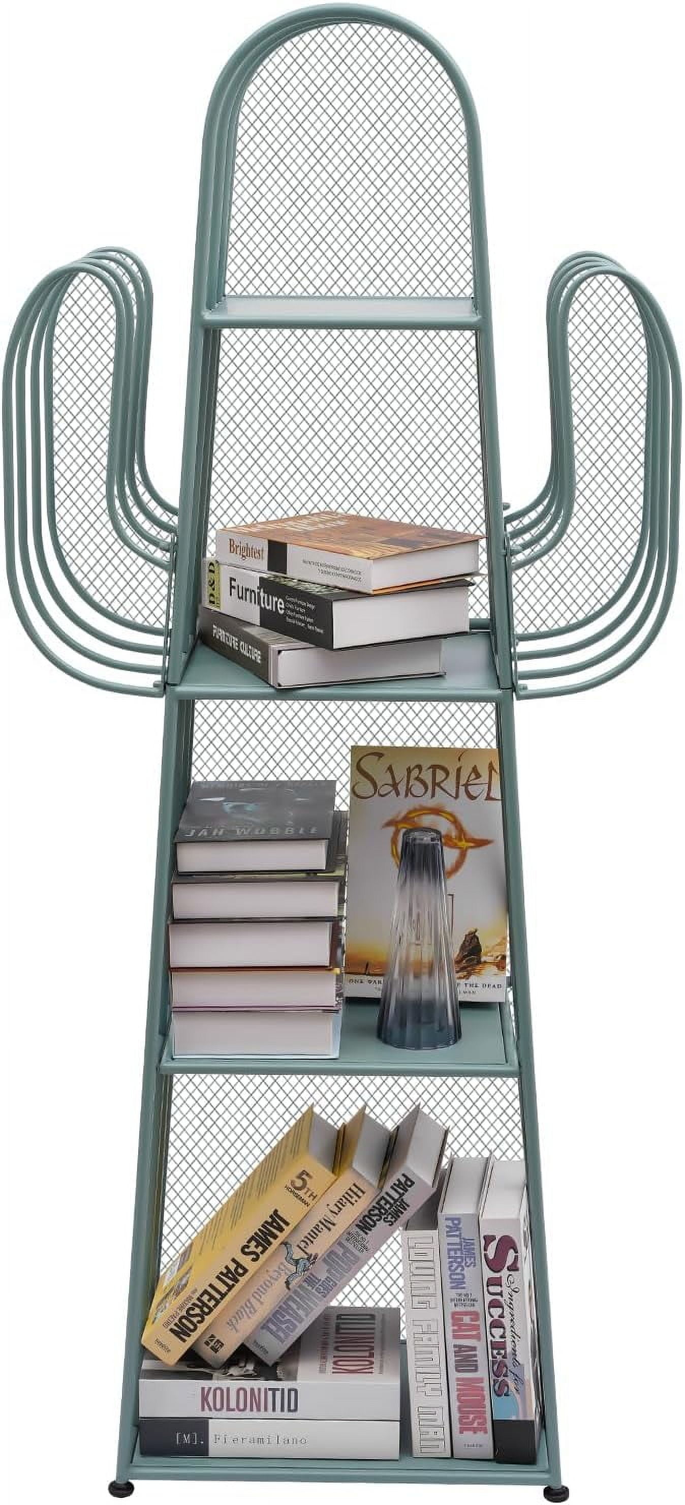 4-Tier Freestanding Ladder Bookshelves, Cactus Bookcase Storage ...