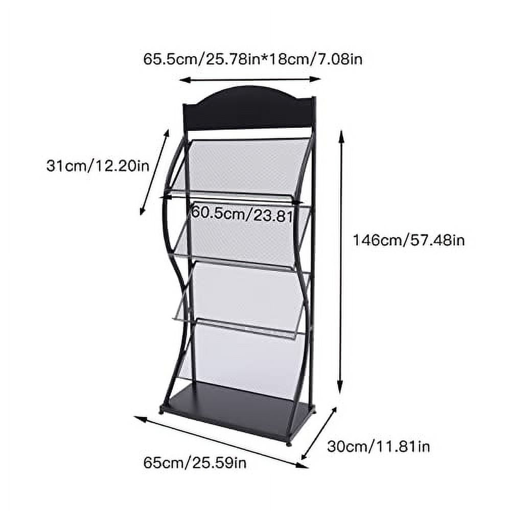 4 Tier-Freestanding Magazine Rack - Floor Standing Metal Magazine ...
