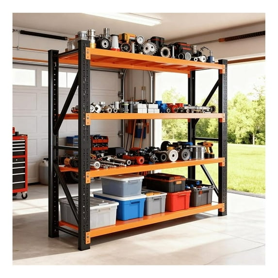 4-Tier Garage Shelving Unit, 79" Heavy Duty Steel Shelves - 3500lbs ...