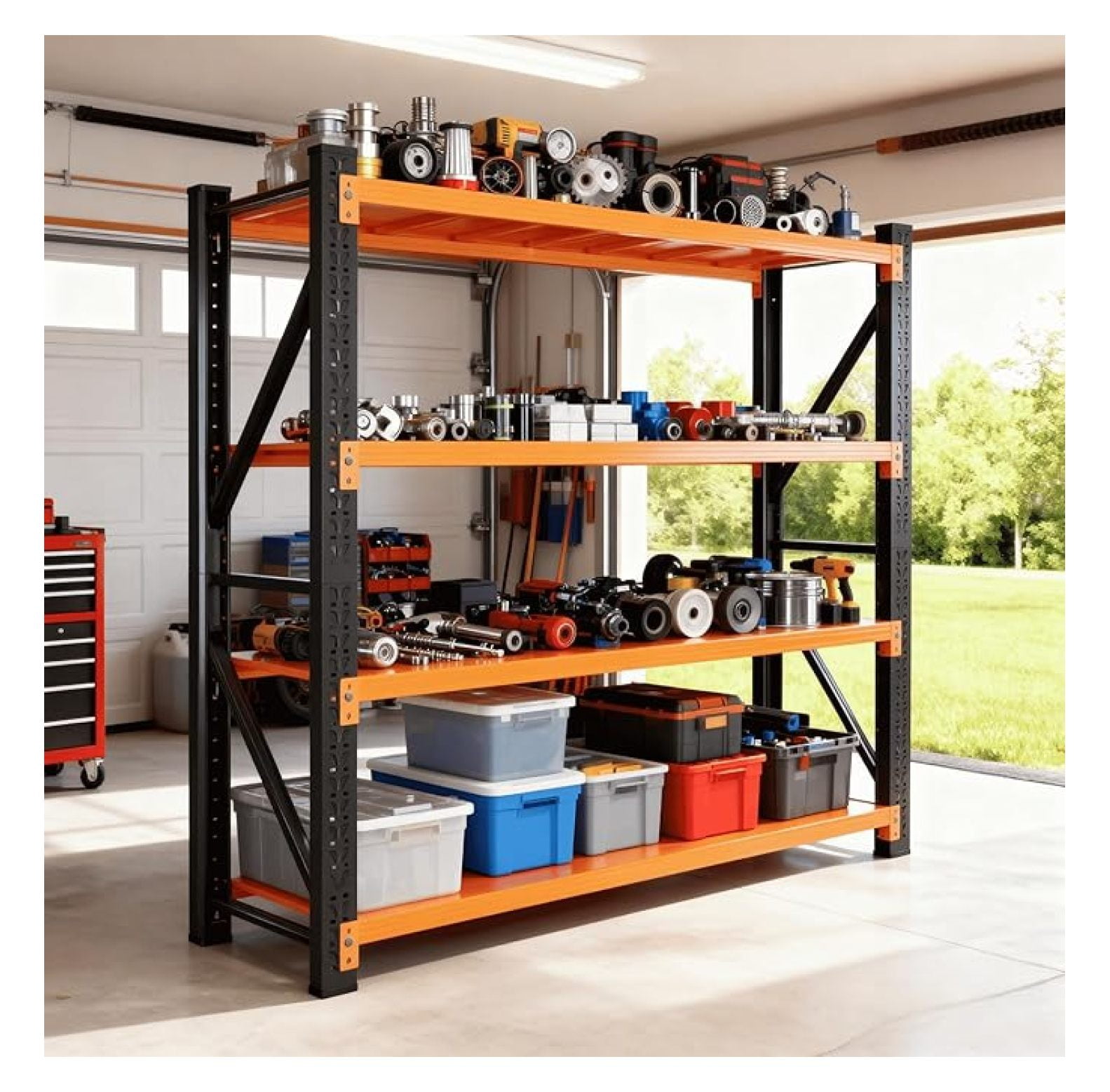4-Tier Garage Shelving Unit, 79" Heavy Duty Steel Shelves - 3500lbs ...