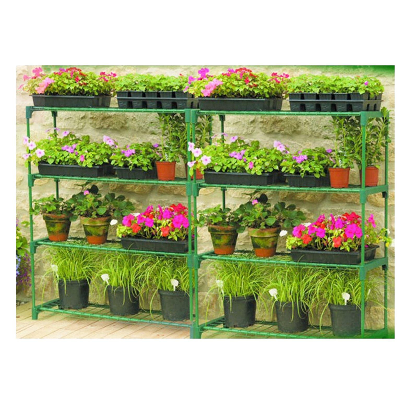 4 Tier Garden Greenhouse Steel Staging Shelving Plant Stand Garden ...