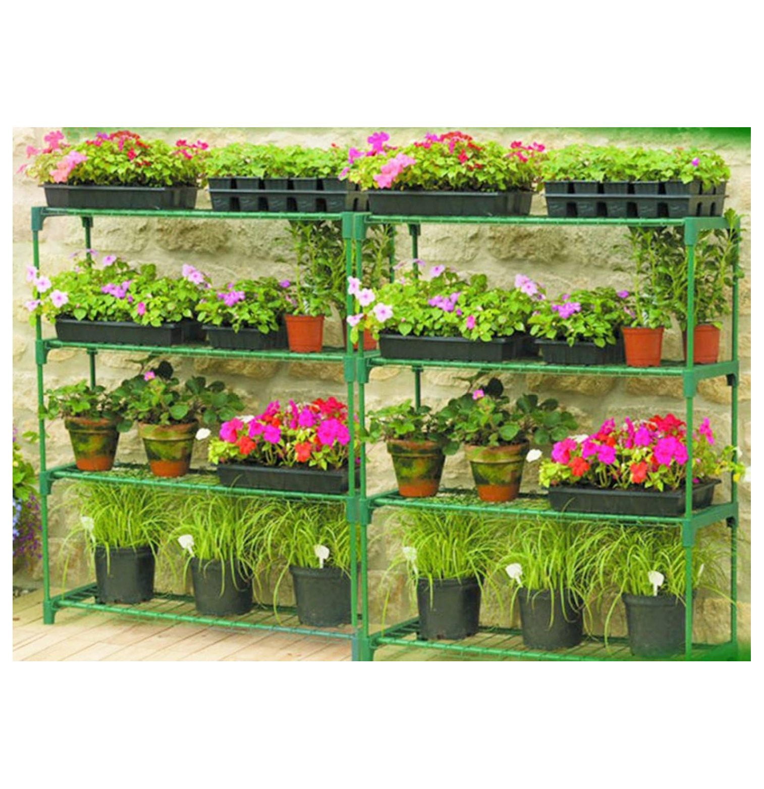 4 Tier Garden Greenhouse Steel Staging Shelving Plant Stand Garden ...