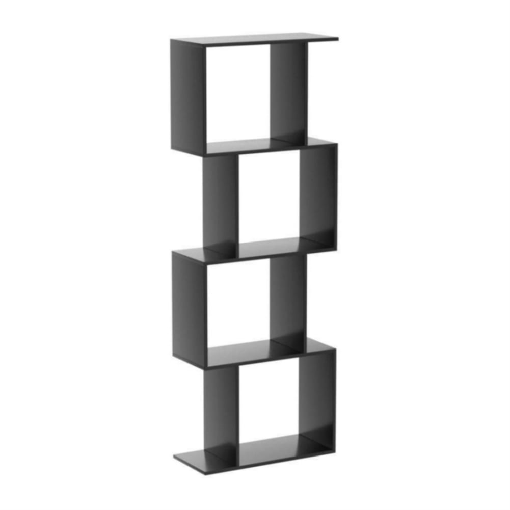 4-Tier Geometric Bookcase, Modern S-Shaped Industrial Display Rack ...