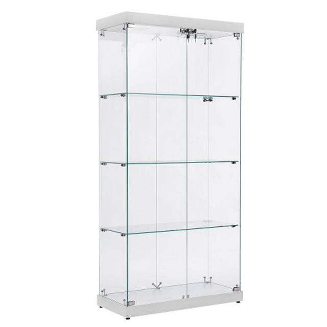 4-Tier Glass Display Cabinet, Double Door Glass Cabinet, Four ...