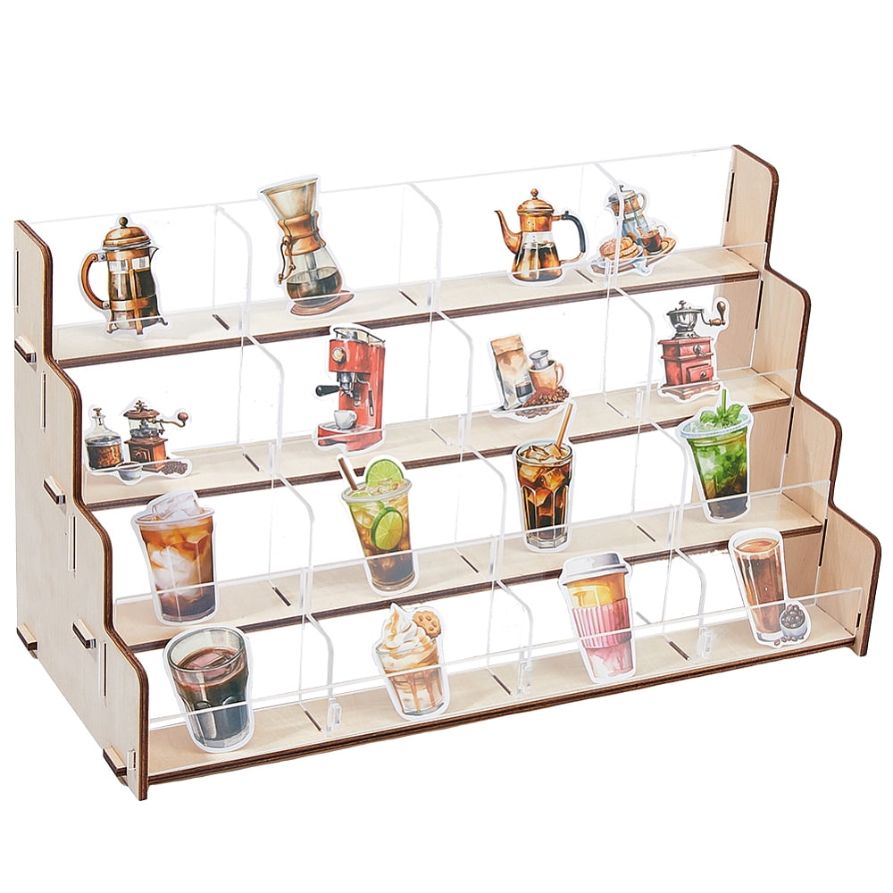 4 Tier Greeting Card Display Stand 16 Slots Sticker Display Stand for ...