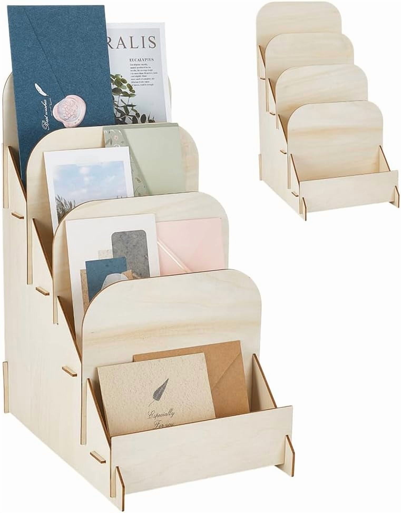 4 Tier Greeting Card Display Stand Wooden Multi Purpose Portable ...