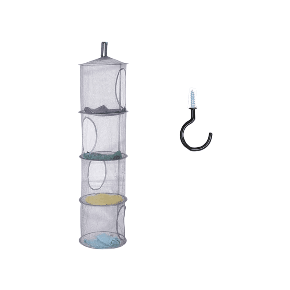 4 Tier Grey Closet Organizer, 43.5x12 Inch Hanging Mesh Basket with ...