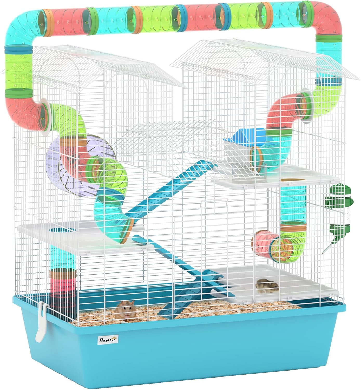 4 Tier Hamster Cage, Large Twin Tower Design Gebril Cage with Exercise ...