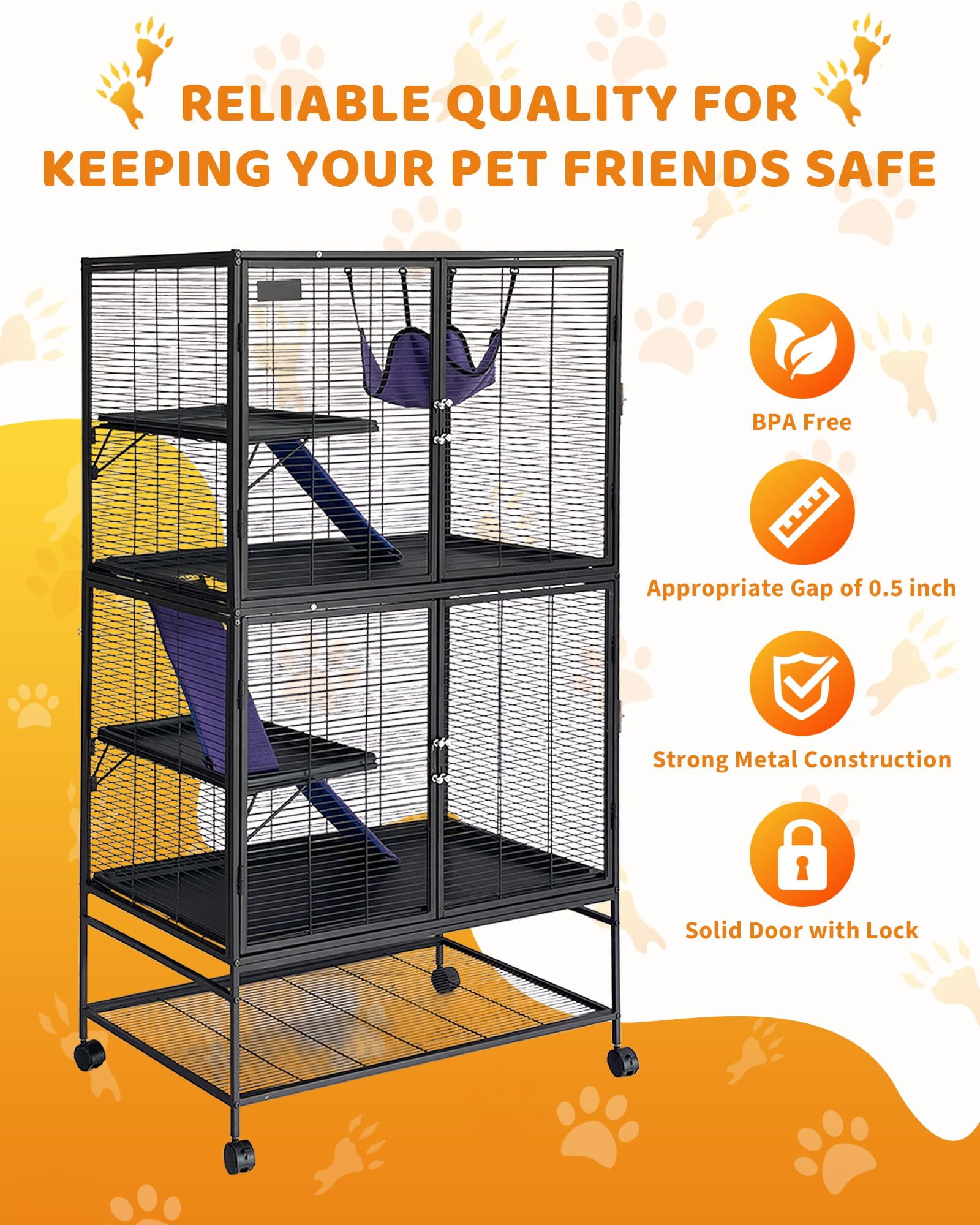 4-Tier Heavy Duty 64'' Deluxe Critter Nation Metal Cage – Ramps ...
