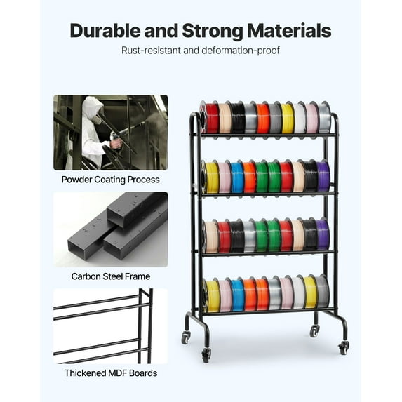 4 Tier Heavy-Duty Filament Spool Holder Rack, Durable 3D Printer ...