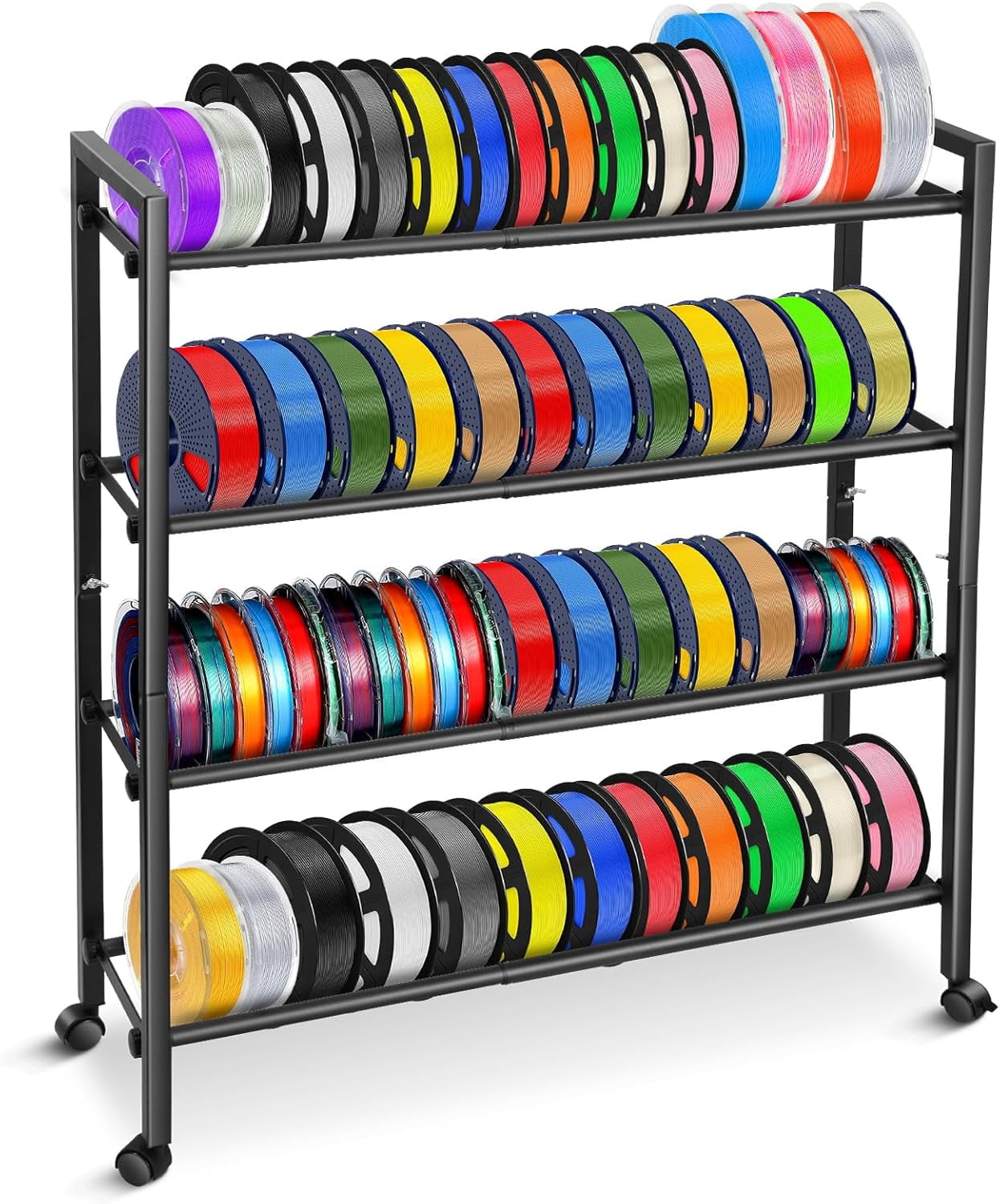 4-Tier Heavy Duty Filament Storage Rack with Wheels - Holds 40+ Spools ...