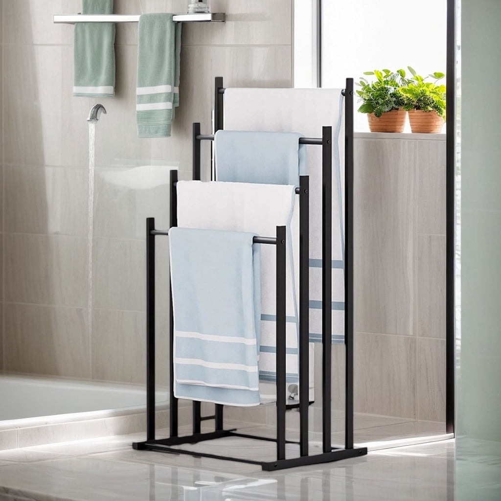 4-Tier Heavy-Duty Freestanding Towel Rack - 37-Inch High Portable ...