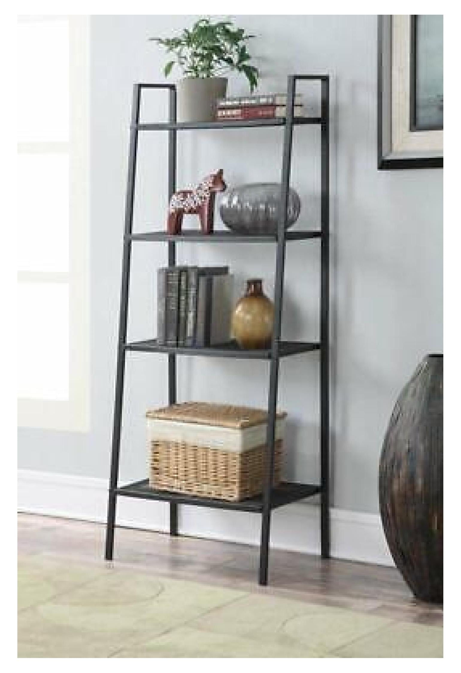 4 Tier Heavy Duty Metal Leaning Ladder Shelf Bookcase Bookshelf Storage ...