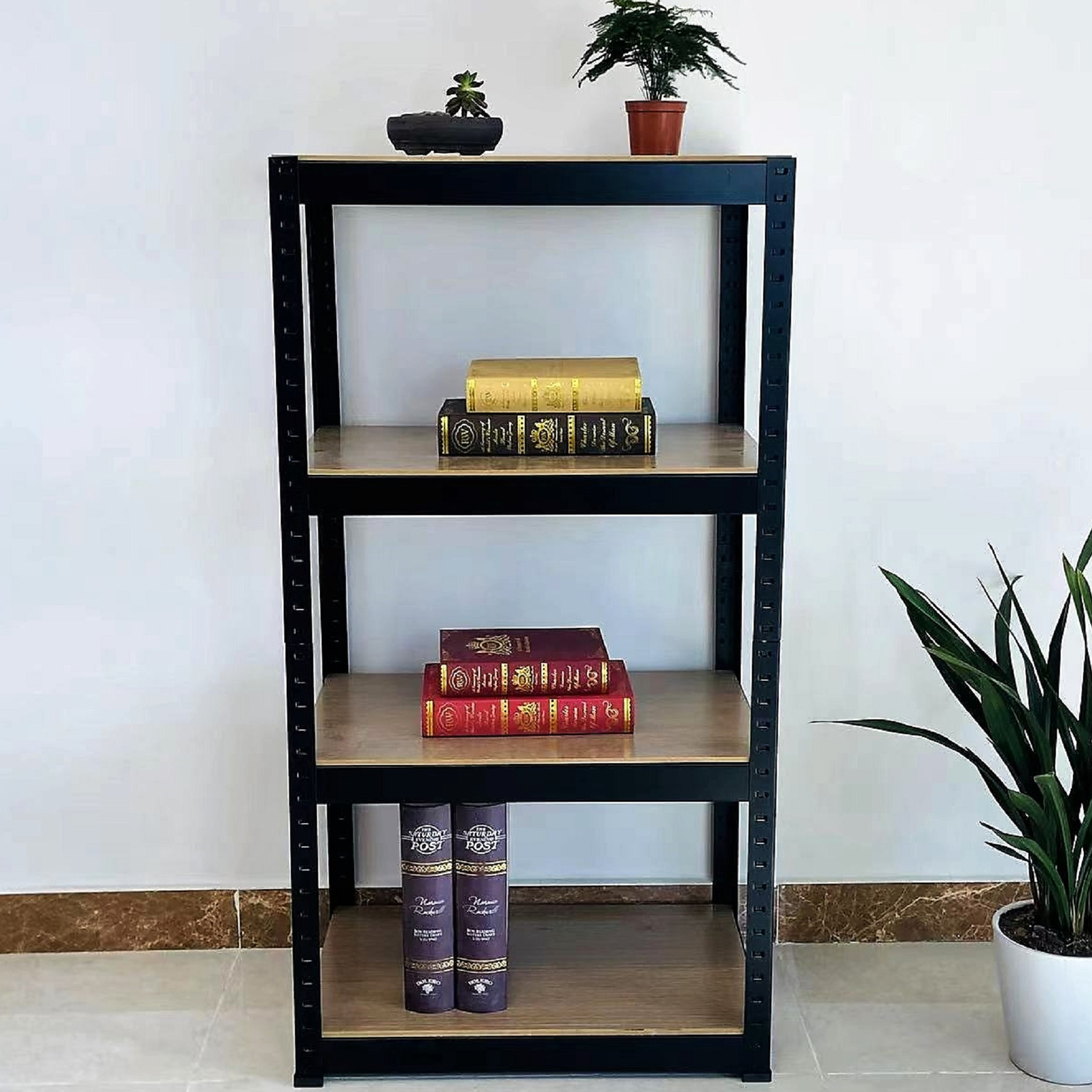 4 Tier Heavy Duty Metal Shelf Unit, Adjustable For Warehouse Pantry ...