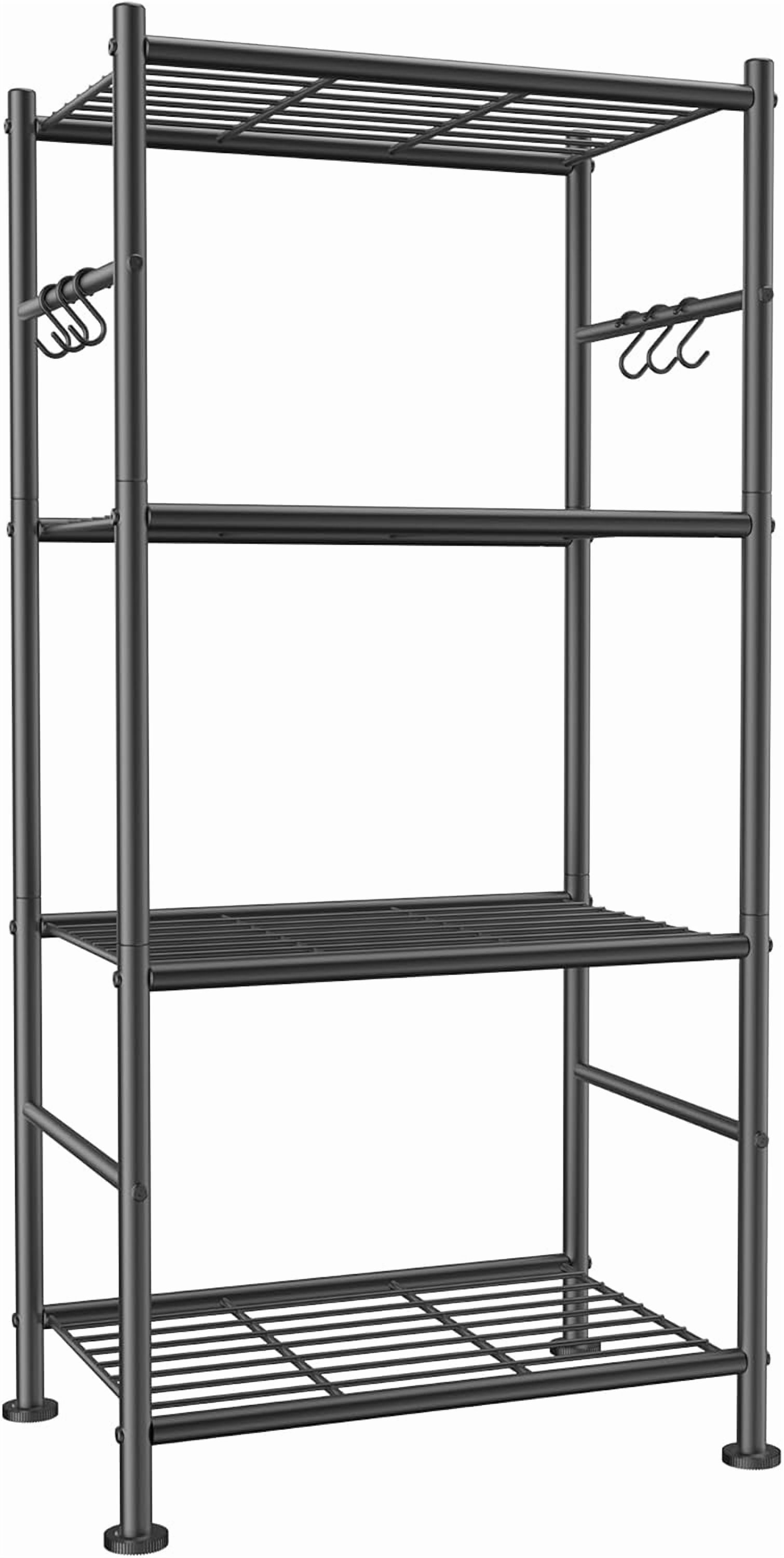 4-Tier Heavy-Duty Storage Shelves with Hooks, Large Capacity Organizer ...