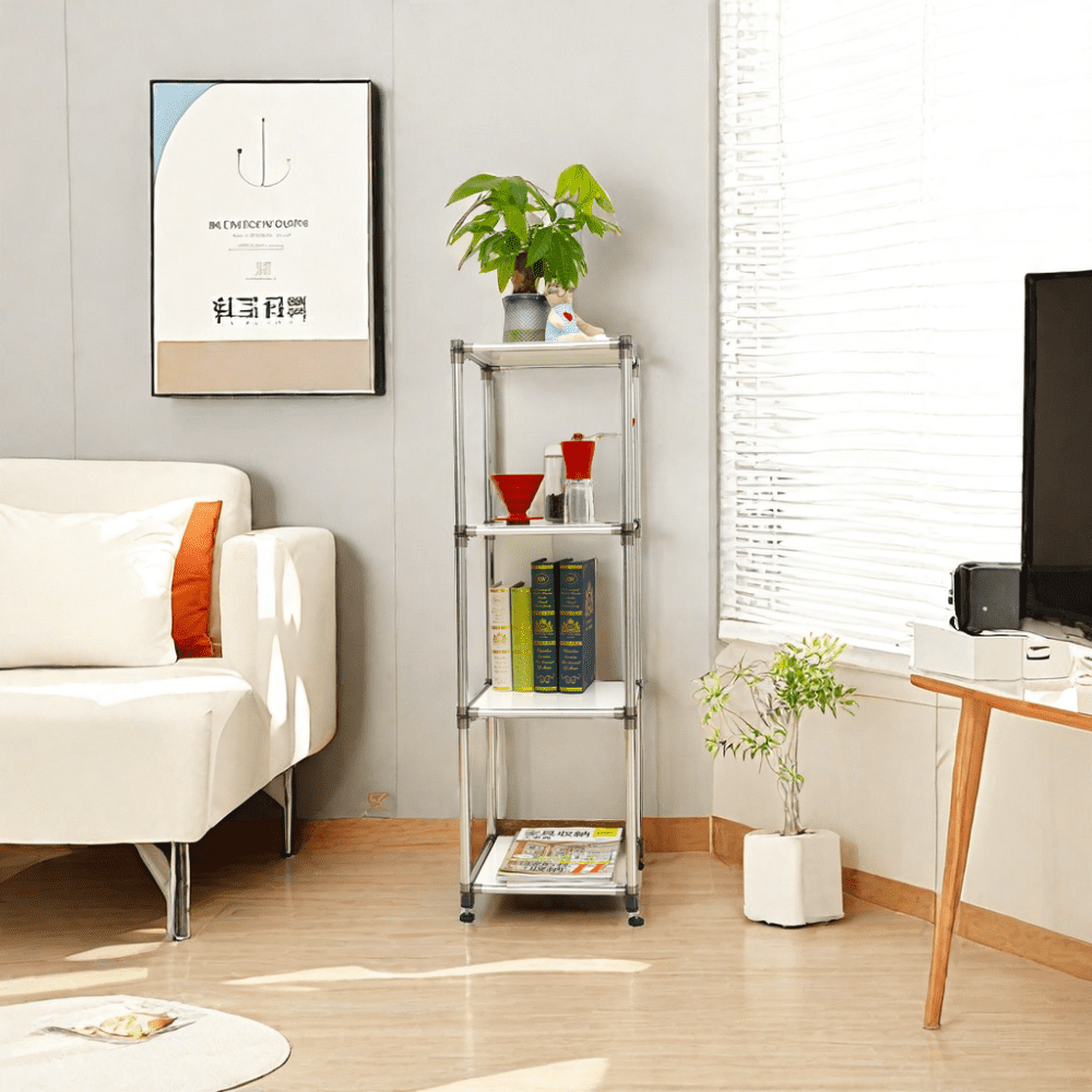 4 Tier Heavy Duty Storage Shelving Unit, Stainless Steel Open Shelves ...