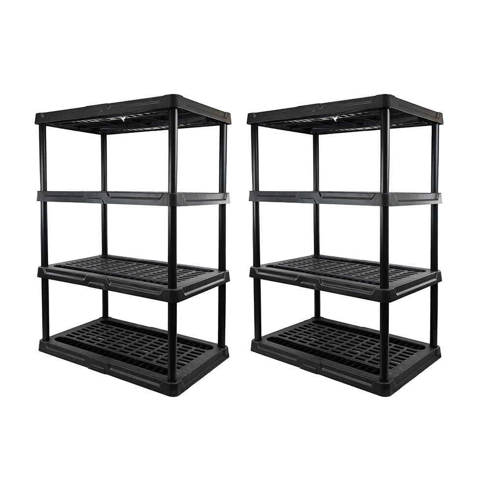 4-Tier Heavy Duty Ventilated Storage Shelf, Plastic Shelving Unit for ...