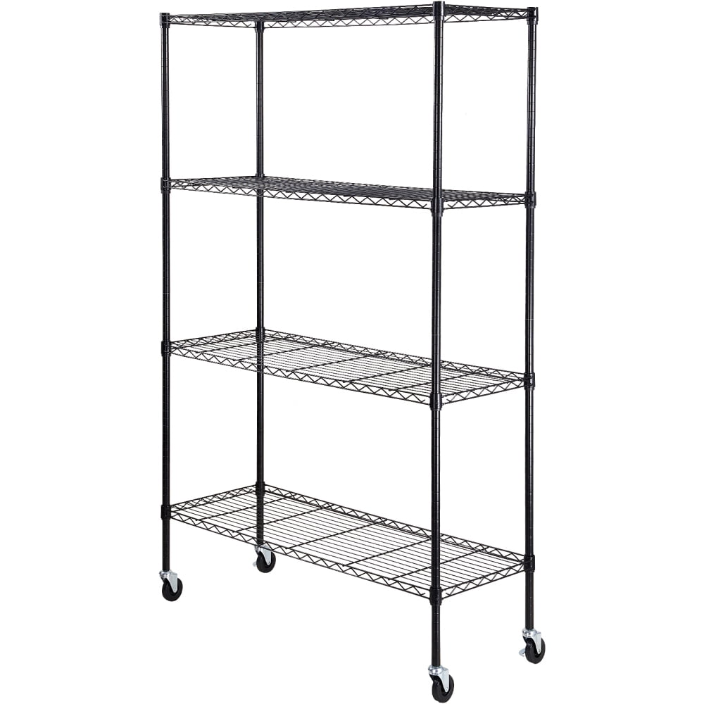 4-Tier Heavy Duty Wire Rack on Wheels, 700 lbs Capacity Adjustable ...