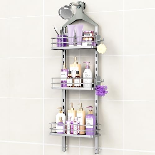 4 Tier Height-Adjustable Shower Caddy Hanging Anti-Swing-Over The ...