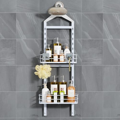 4 Tier Height-Adjustable Shower Caddy Hanging Anti-Swing-Over The ...