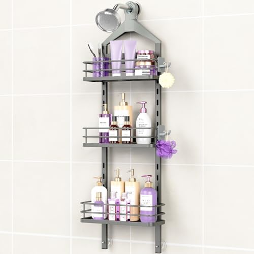 4 Tier Height-Adjustable Shower Caddy Hanging Anti-Swing-Over The ...