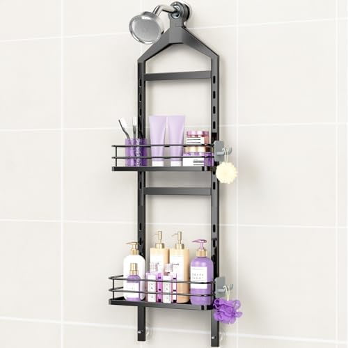 4 Tier Height-Adjustable Shower Caddy Hanging Anti-Swing-Over The ...