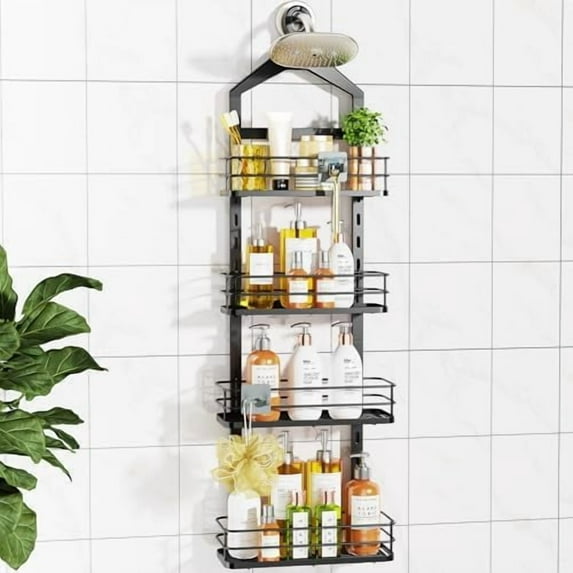 4 Tier Height-Adjustable Shower Caddy Hanging Anti-Swing-Over The ...