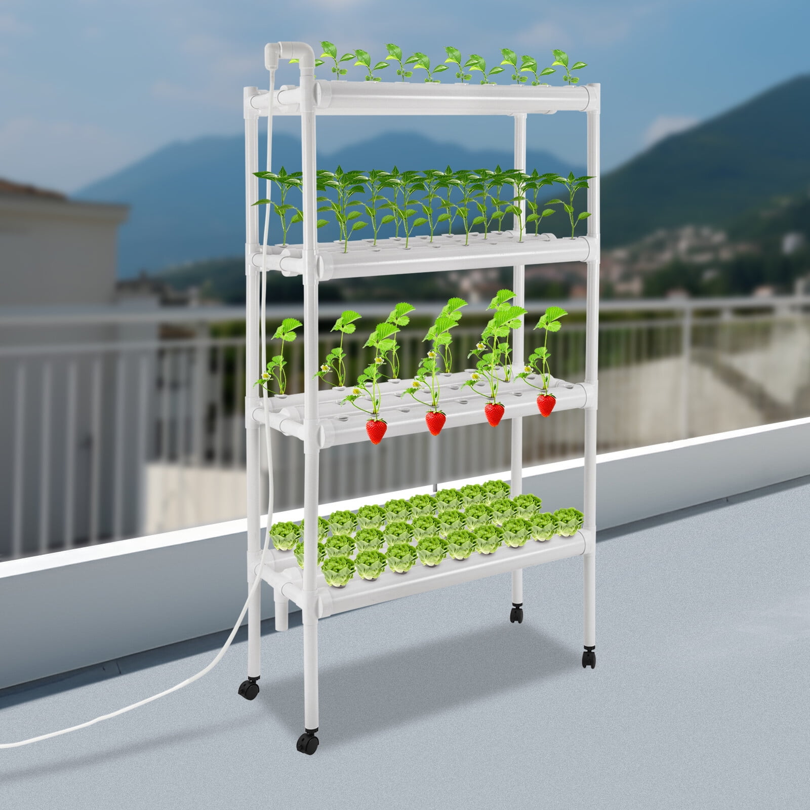 4-Tier Hydroponic Growing System, 108 Holes Indoor Garden Kit with ...