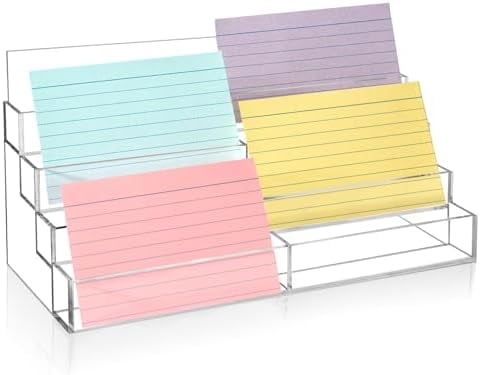 4 Tier Index Card Display Stand 3x5 Acrylic Card Holder for Desk File ...