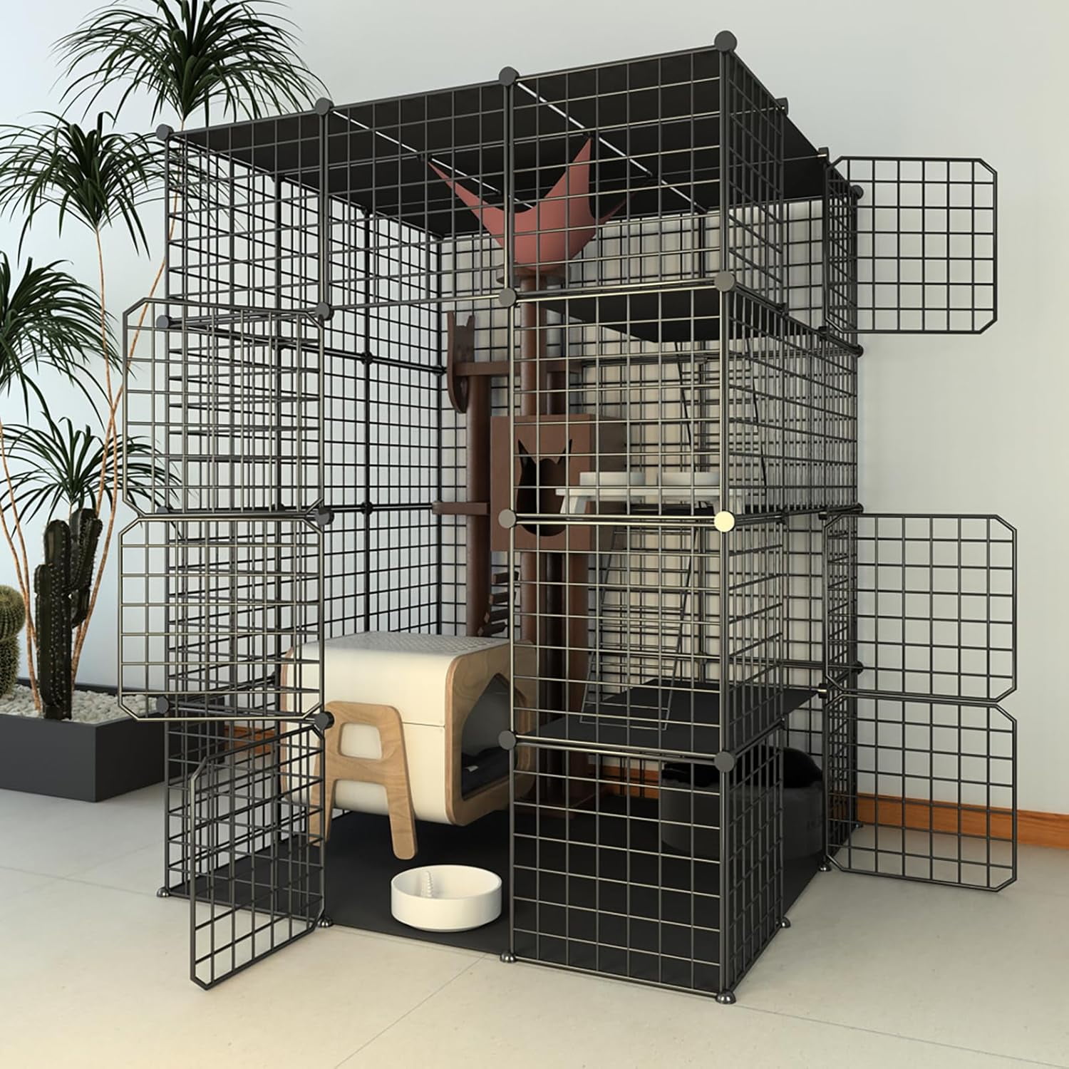 4-Tier Indoor Large Cat Cage Enclosure DIY,Cat Playpen Catio Thick ...
